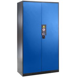ASECOS Chemikalienschrank, T&uuml;r geschlossen, 3 Fachb&ouml;den, enzianblau