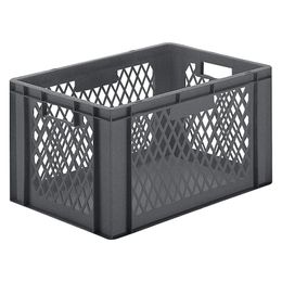 Euro-Format-Stapelbeh&auml;lter, W&auml;nde durchbrochen, Boden geschlossen, LxBxH 600 x 400 x 320 mm, grau, VE 5 Stk kaiserkraft