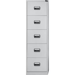eurokraft basic H&auml;ngeregistraturschrank, 1-bahnig, 5 Sch&uuml;be, lichtgrau