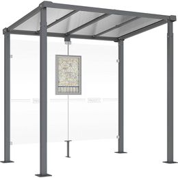 PROCITY Wartehalle MILANO, ohne Seitenverkleidung, Breite 2520 mm, anthrazitgrau