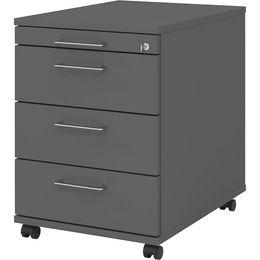eurokraft pro Rollcontainer, 1 Utensilienschub, 3 Materialsch&uuml;be, Tiefe 580 mm, graphit