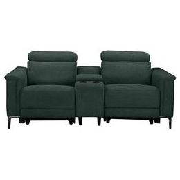 2-Sitzer OTTO HOME "LUND, Kinosofa, Relaxfunktion, TV-Sessel, manuell/elektrisch (USB-A)", gr&uuml;n (dunkelgr&uuml;n), B:195cm H:97cm T:99cm, Webstoff 100% Polyester, Sofas, Kopfteilverstellung, Getr&auml;nkachhalter, u. Staufach