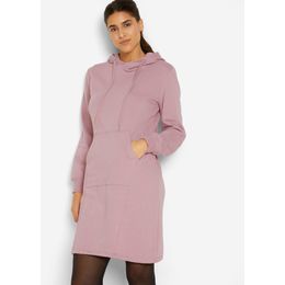 bonprix Sweatkleid aus Baumwoll-Mix, rosa, Gr.40/42 (M), Lang&auml;rmliges Sweatkleid mit Kapuze und Gummizug, 60% Baumwolle