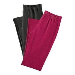 Jazzpants Vivance ACTIVE, Damen, Gr. 48/50, N-Gr, rosa (1x schwarz, 1x himbeere), Single Jersey, Obermaterial: 95% Baumwolle, 5% Elasthan, unifarben, Basic, Basic lang, Hosen, mit leicht ausgestelltem Bein, Loungewear, Topseller