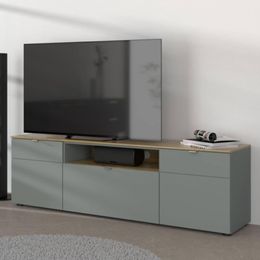 Pharao24.de TV Board Fernsehschrank in Graugr&uuml;n und Wildeichefarben