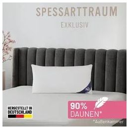 3-Kammer-Kopfkissen Spessarttraum "Exklusiv, Kissen ist made in Germany", wei&szlig;, B:65cm L:100cm, Bezug: 100% Baumwolle. F&uuml;llung Au&szlig;enkammer: 90% Daunen, 10% Federn. F&uuml;llung Innenkammer: 100% Federn, Kopfkissen, gute St&uuml;tzkraft, Seitenschl&auml;fer & R&uuml;ckenschl&auml;fer