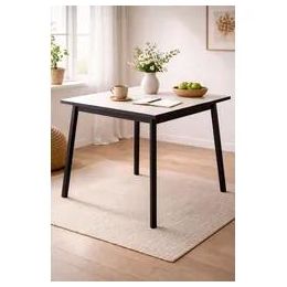 Esstisch HAMMEL FURNITURE "Esstisch Basic&ndash; ausziehbar, d&auml;nisches Design, mit Einlegeplatten", schwarz (schwarz, wei&szlig;, schwarz, wei&szlig;), B:90cm H:76cm T:90cm, Tischplatte: Wei&szlig;es Melamin mit wei&szlig; pigmentierter Eichenkante (Mattlack), Gestell: Eiche massiv wei&szlig; pigmentiert, Tische, Esstisch, 90(164)x90 cm, Melamin / Massivholz, stabiler d&auml;nische Design Tisch