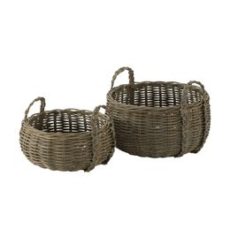 HOME STORY Rattankorb 2er Set braun Rattan Ma&szlig;e (cm): H: 37 &Oslash;: 57.0 &raquo; M&ouml;bel Kraft