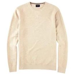 Rundhalspullover OLYMP "OLYMP Strick Casual", Damen, Gr. XXL, beige (hellbeige), Obermaterial: 100% Baumwolle, schmal, Rundhals, Pullover Rundhalspullover, mit modischem Strukturmuster