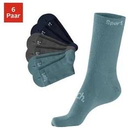 Sportsocken Bench., Herren, Gr. 43-46, bunt (2x dunkel mint, 2x grau, 2x marine), Baumwollmischung, unifarben, elastisch, Socken Sportsocken, mit antibakterieller Feuchtigkeitsregulierung