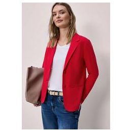 Sweatblazer Street One, Damen, Gr. 40, salsa rot, Jersey, 93% Baumwolle, 7% Elasthan, unifarben, normal normal, V-Ausschnitt, abgesteppt, Blazer, im soften Baumwoll-Mix