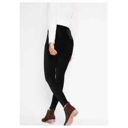 Leggings bonprix "Feincord-Leggings mit breitem Komfortbund", Damen, Gr. 36/38 (S), N-Gr, schwarz, Obermaterial: 62% Baumwolle, 33% Polyester, 5% Elasthan, skinny fit, Hosen Leggings, aus Feincord, mit Elasthan-Anteil, Skinny Fit