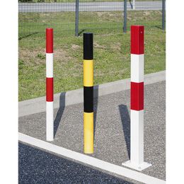 Sperrpfosten aus Stahlrohr, zum Aufd&uuml;beln, 70 x 70 mm, rot / wei&szlig;, verzinkt und lackiert kaiserkraft