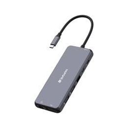 Verbatim USB-C Pro Multiport-Hub CMH-14, 14 Port, Dockingstation grau, 2x HDMI, VGA, RJ-45, 5x USB-A, Audio, 2x USB-C, PD, SD, microSD