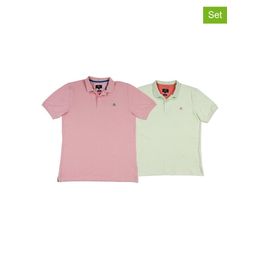 The Time of Bocha 2er-Set: Poloshirts in Gr&uuml;n/ Rosa - 79% | Gr&ouml;&szlig;e XXL | Herren-plussize