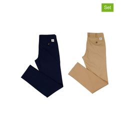 The Time of Bocha 2er-Set: Chinos in Dunkelblau/ Beige - 73% | Gr&ouml;&szlig;e 44 | Herrenhosen