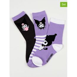Sanrio 3er-Set: Socken "Kuromi" in Schwarz/ Lila - 28% | Gr&ouml;&szlig;e 31-34 | Kinder-socken-strumpfhosen