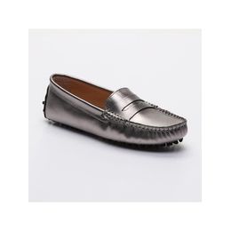 CHARLES & SMITH Leder-Mokassins "Thandie" in Silber - 58% | Gr&ouml;&szlig;e 36 | Damen-schuhe-halbschuhe