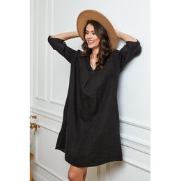 Fleur de Lin Leinen-Kleid in Schwarz - 74% | Gr&ouml;&szlig;e M | Damen-kleider