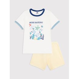 Petit Bateau Pyjama in Wei&szlig;/ Gelb - 40% | Gr&ouml;&szlig;e 116 | Kinder-waesche