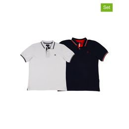 The Time of Bocha 2er-Set: Poloshirts in Dunkelblau/ Wei&szlig; - 80% | Gr&ouml;&szlig;e XXL | Herren-plussize