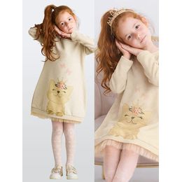 Denokids Kleid "Cat" in Beige - 58% | Gr&ouml;&szlig;e 116 | Kinderkleider