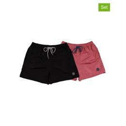 The Time of Bocha 2er-Set: Badeshorts in Schwarz/ Rot - 78% | Gr&ouml;&szlig;e L | Herren-bademode-sport