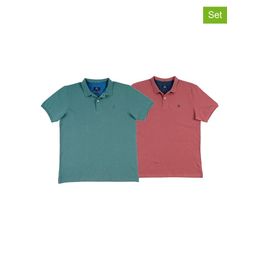 The Time of Bocha 2er-Set: Poloshirts in Rosa/ T&uuml;rkis - 79% | Gr&ouml;&szlig;e XXL | Herren-plussize