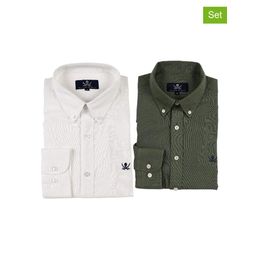The Time of Bocha 2er-Set: Hemden - Regular fit - in Khaki/ Wei&szlig; - 75% | Gr&ouml;&szlig;e XL | Herren-plussize