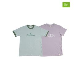 The Time of Bocha 2er-Set: Shirts in T&uuml;rkis/ Lila - 80% | Gr&ouml;&szlig;e XXL | Herren-plussize