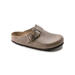 Birkenstock Leder-Clogs "Boston" in Beige - 18% | Gr&ouml;&szlig;e 37 | Herren-hausschuhe