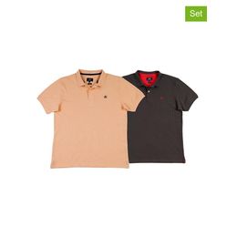 The Time of Bocha 2er-Set: Poloshirts in Anthrazit/ Apricot - 79% | Gr&ouml;&szlig;e XXL | Herren-plussize