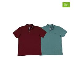 The Time of Bocha 2er-Set: Poloshirts in Bordeaux/ T&uuml;rkis - 80% | Gr&ouml;&szlig;e XXL | Herren-plussize
