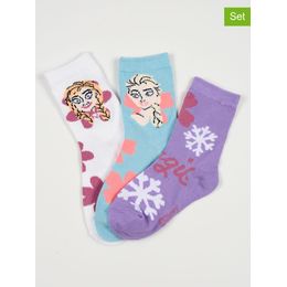 Die Eisk&ouml;nigin FROZEN 3er-Set: Socken "Frozen" in Wei&szlig;/ Hellblau/ Lila - 14% | Gr&ouml;&szlig;e 27-30 | Kinder-socken-strumpfhosen