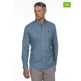 The Time of Bocha 2er-Set: Hemden - Regular fit - in Blau/ Creme - 75% | Gr&ouml;&szlig;e 3XL | Herren-plussize