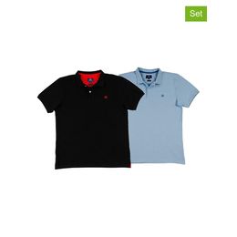 The Time of Bocha 2er-Set: Poloshirts in Hellblau/ Schwarz - 79% | Gr&ouml;&szlig;e L | Herren-plussize