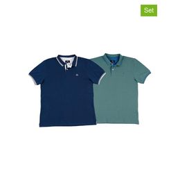 The Time of Bocha 2er-Set: Poloshirts in Dunkelblau/ T&uuml;rkis - 80% | Gr&ouml;&szlig;e XXL | Herren-plussize
