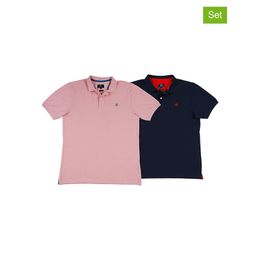 The Time of Bocha 2er-Set: Poloshirts in Dunkelblau/ Rosa - 79% | Gr&ouml;&szlig;e XXL | Herren-plussize