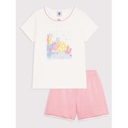 Petit Bateau Pyjama in Wei&szlig;/ Rosa - 40% | Gr&ouml;&szlig;e 110 | Kinder-waesche