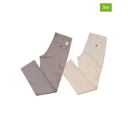 The Time of Bocha 2er-Set: Cargochinos in Grau/ Beige - 73% | Gr&ouml;&szlig;e 44 | Herrenhosen