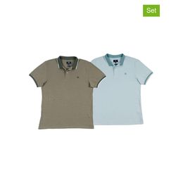 The Time of Bocha 2er-Set: Poloshirts in Hellblau/ Khaki - 80% | Gr&ouml;&szlig;e XXL | Herren-plussize