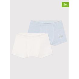 Petit Bateau 2er-Set: Boxershorts in Hellblau/ Wei&szlig; - 18% | Gr&ouml;&szlig;e 140 | Kinder-waesche