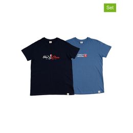 The Time of Bocha 2er-Set: Shirts in Blau/ Dunkelblau - 80% | Gr&ouml;&szlig;e XXL | Herren-plussize