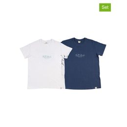 The Time of Bocha 2er-Set: Shirts in Dunkelblau/ Wei&szlig; - 80% | Gr&ouml;&szlig;e M | Herren-plussize