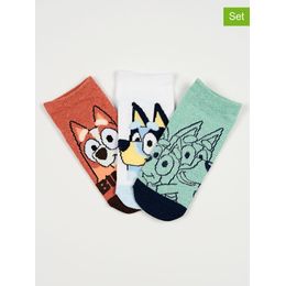 Bluey 3er-Set: Socken "Bluey" in Hellbraun/ Wei&szlig;/ T&uuml;rkis - 21% | Gr&ouml;&szlig;e 23-26 | Kinder-socken-strumpfhosen