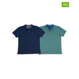 The Time of Bocha 2er-Set: Poloshirts in T&uuml;rkis/ Dunkelblau - 79% | Gr&ouml;&szlig;e XXL | Herren-plussize