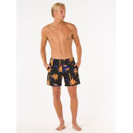 Rip Curl Badeshorts "Fun Times Volley" in Schwarz/ Orange - 42% | Gr&ouml;&szlig;e L | Herren-bademode-sport