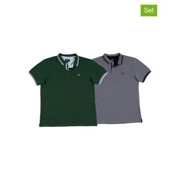 The Time of Bocha 2er-Set: Poloshirts in Grau/ Gr&uuml;n - 80% | Gr&ouml;&szlig;e XXL | Herren-plussize