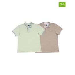 The Time of Bocha 2er-Set: Poloshirts in Beige/ Gr&uuml;n - 80% | Gr&ouml;&szlig;e XXL | Herren-plussize