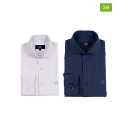 The Time of Bocha 2er-Set: Hemden - Regular fit - in Dunkelblau/ Wei&szlig; - 77% | Gr&ouml;&szlig;e M | Herren-plussize